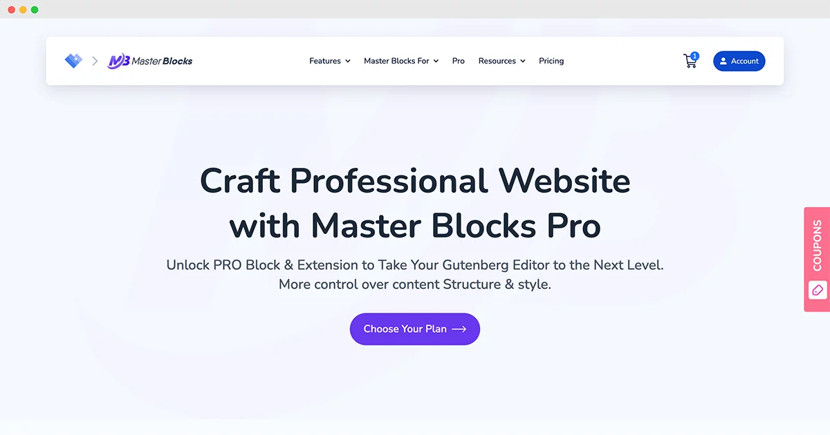 Master Blocks Pro Feature and Template for Gutenberg Editor